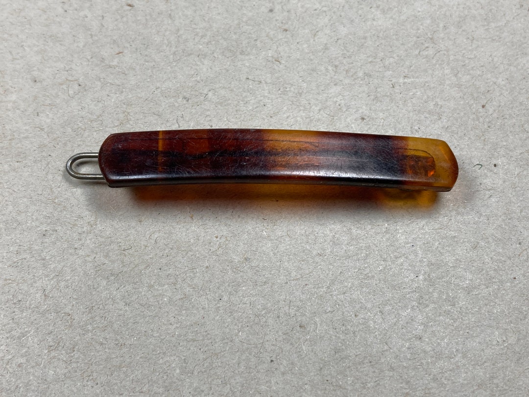 Vintage Barrette Small Plastic Brown Faux Tortoise Bar Hair Clip ...