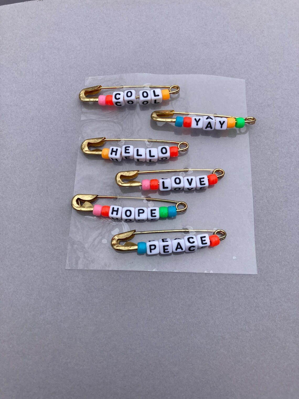 Vintage Inspirational Word Safety Pin Set: Gold Tone Beaded Pins - Etsy