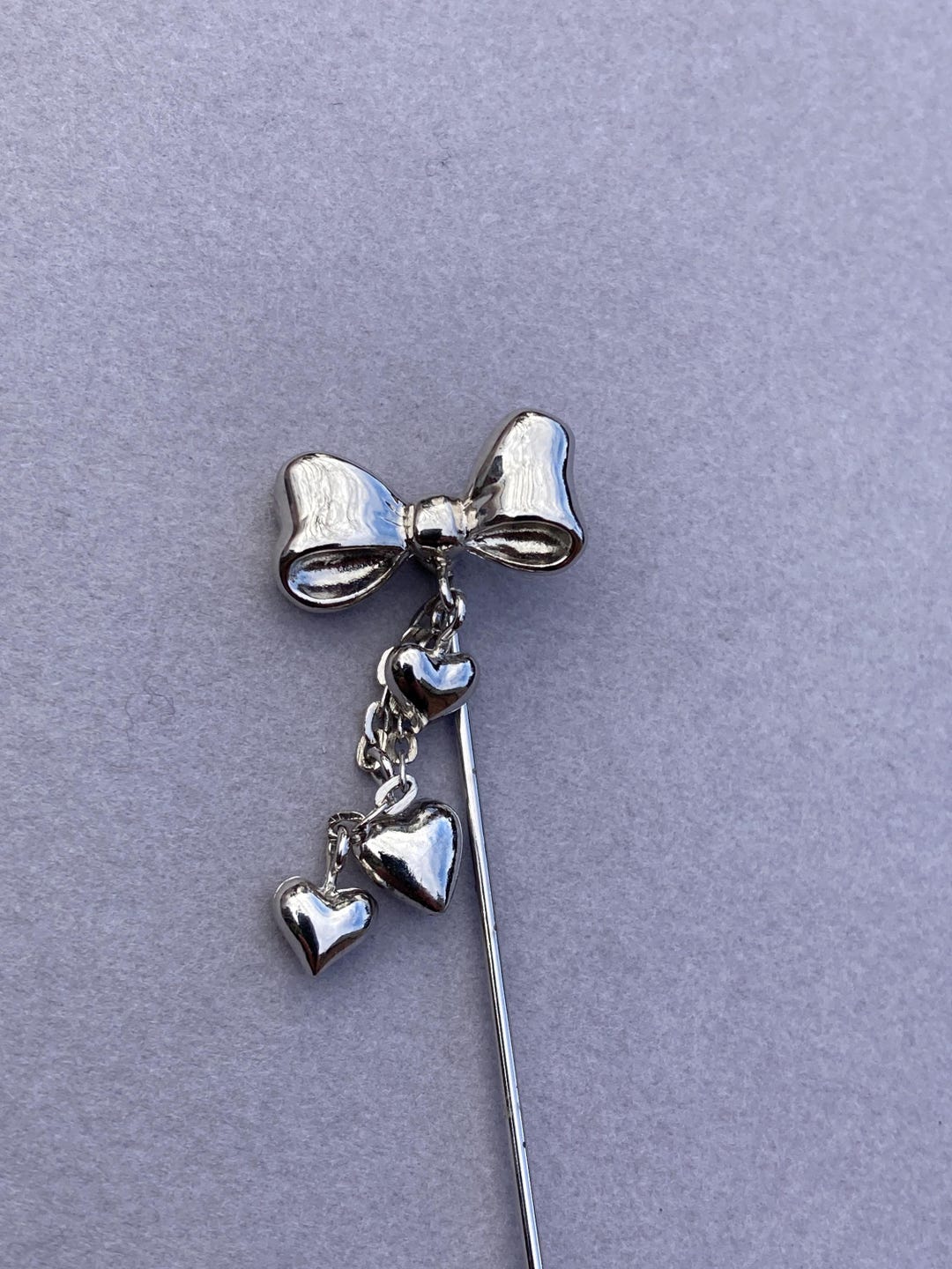 Vintage Trifari Bow Heart Dangle Stick Silver Tone Pin - Etsy