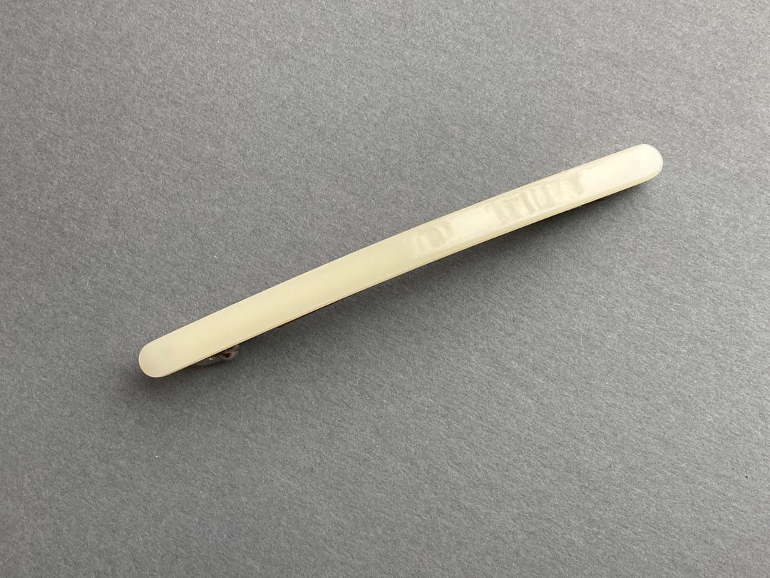 Skinny Vintage off White Acrylic Bar Barrette Simple Glossy Thin Hair ...
