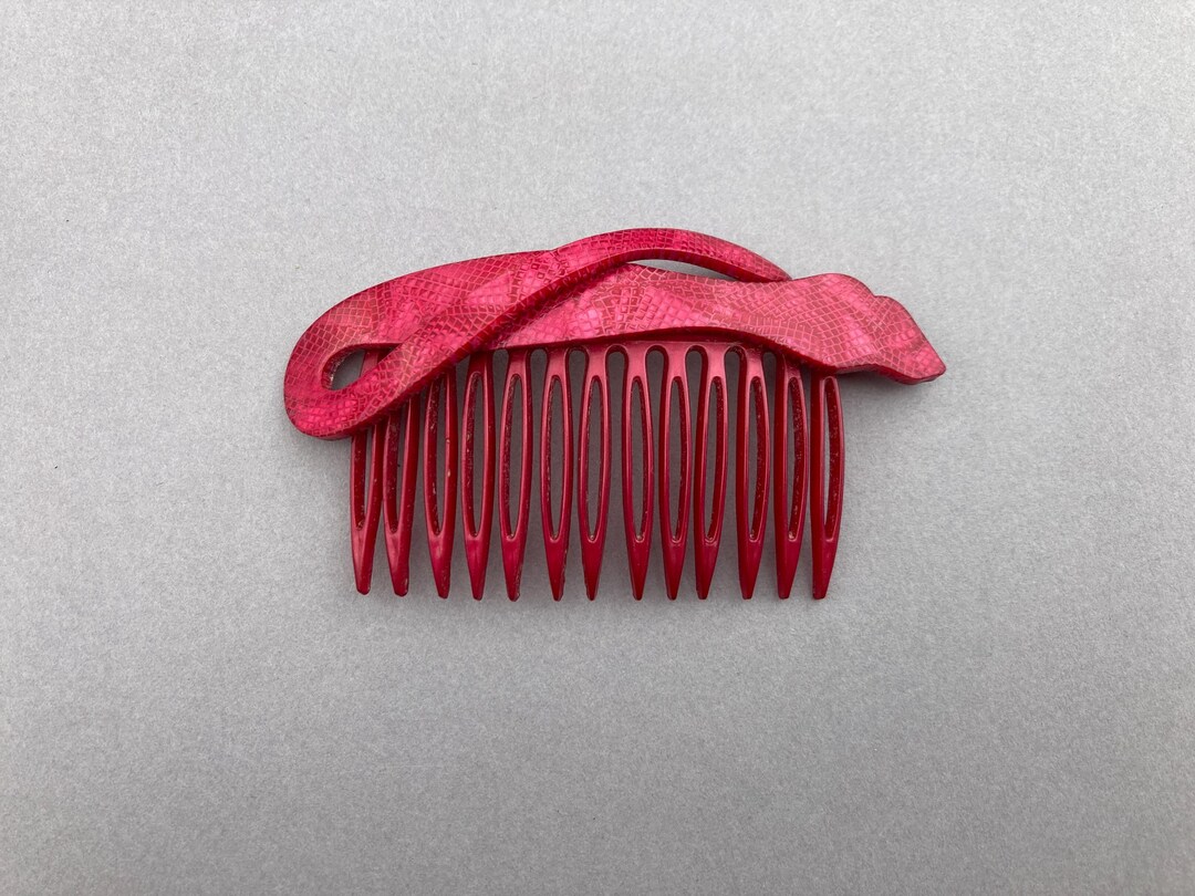 Vintage Snake Hair Comb Pink Iridescent Animal Side Comb Novelty ...