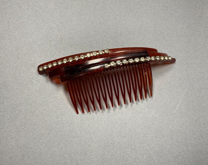 VINTAGE COMB & CASE Embossed Silver Plat Faux Tortoise Shell Comb ...