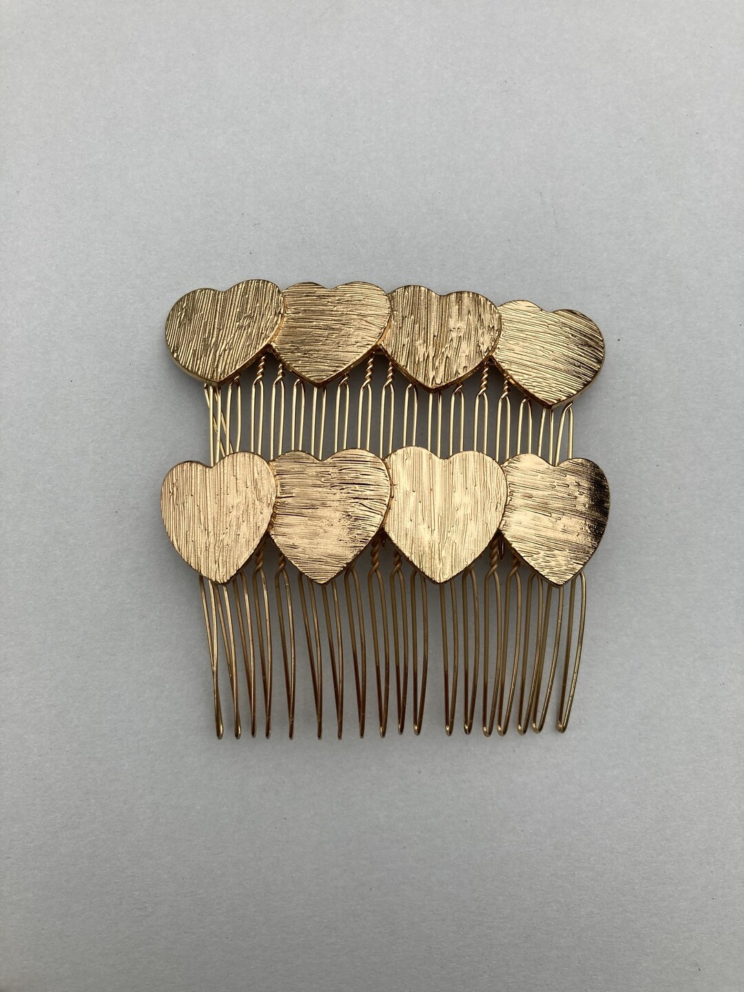 Vintage Gold Heart Hair Comb Set Shiny Golden Metal Side Hair Comb Updo ...