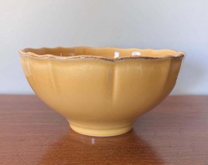 Pierre Deux Mustard Yellow Scalloped Ceramic Bowl: French Country Decor ...