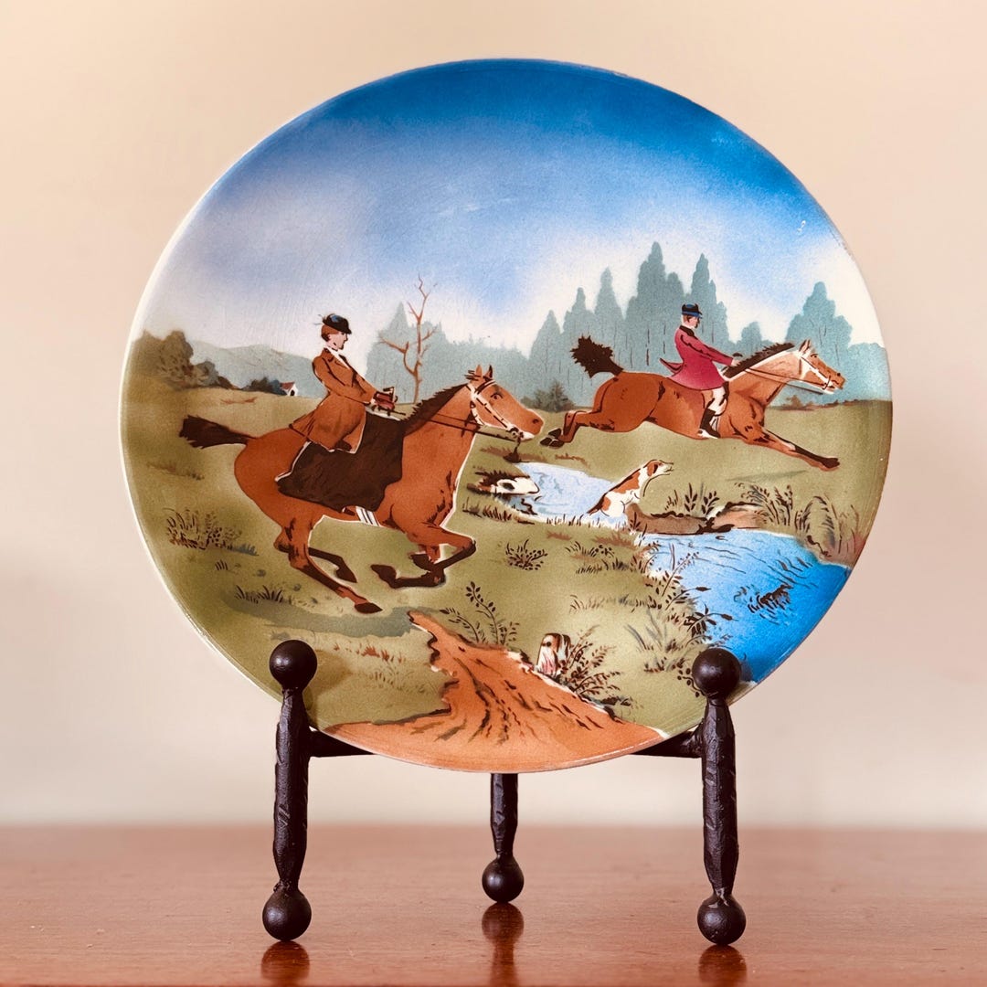 Antique German Equestrian Fox Hunt Plate: Ralph Lauren English Country ...