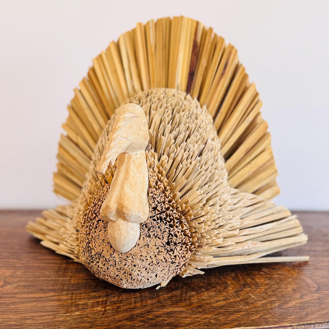 Rare, Vintage Folk Art Handcrafted Corn Husk Turkey for Holiday ...