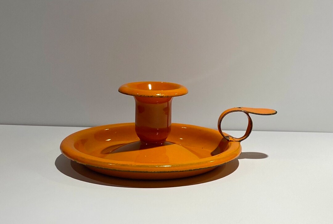 Vintage Enamelware Candlestick Holder - Etsy