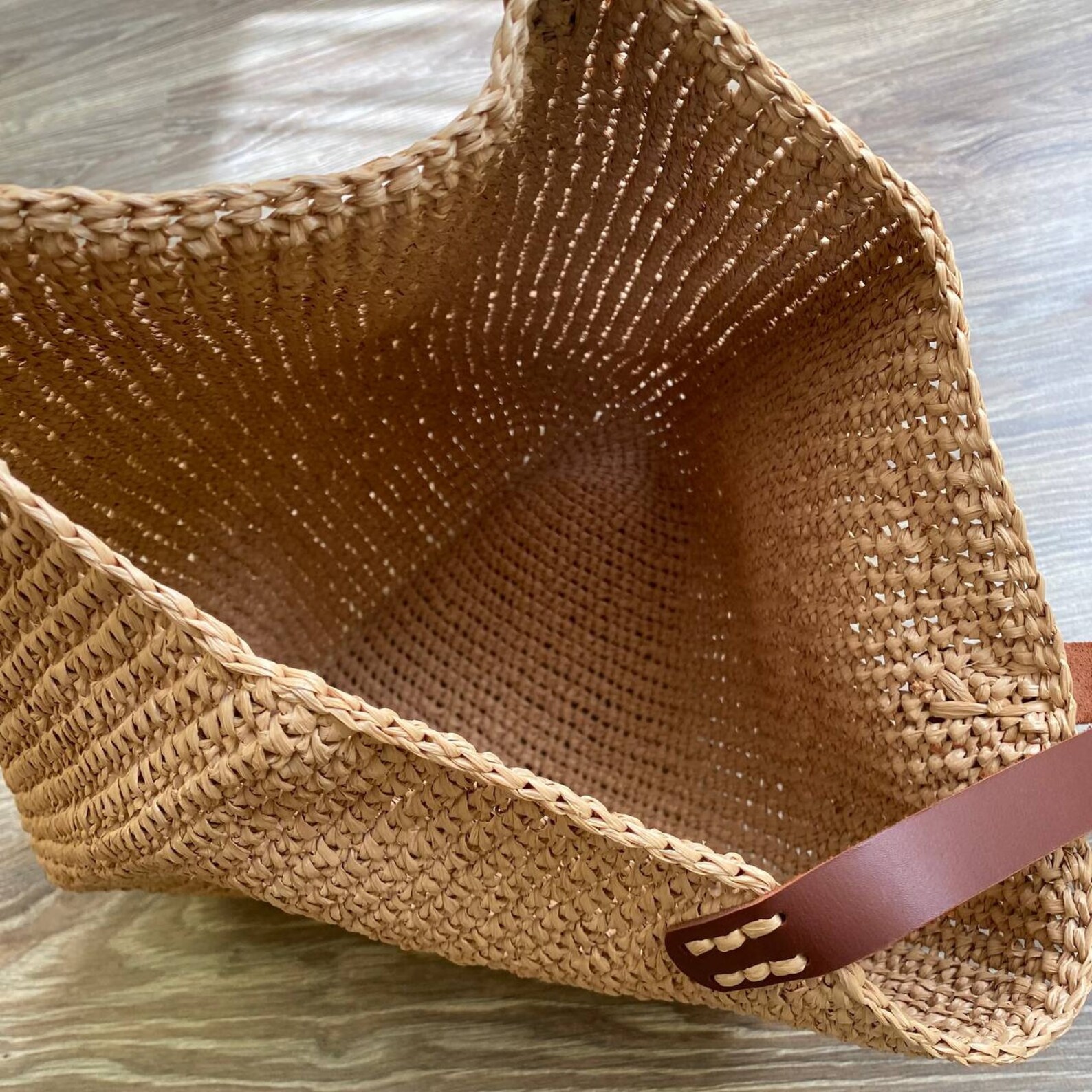 Raffia Bag, Shopper Bag, Summer Bag. the Handles Are Made of Genuine ...