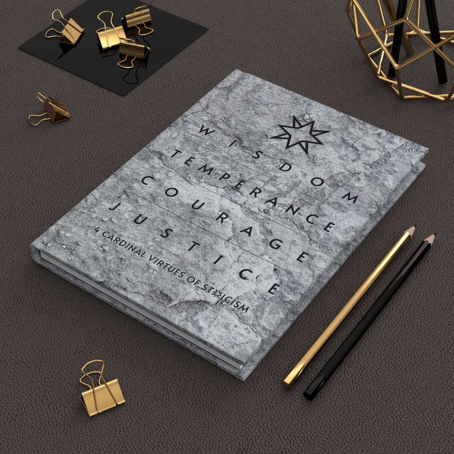 Stoic Philosophy Journal: Socrates Quote, Cardinal Virtues, Stone-look ...