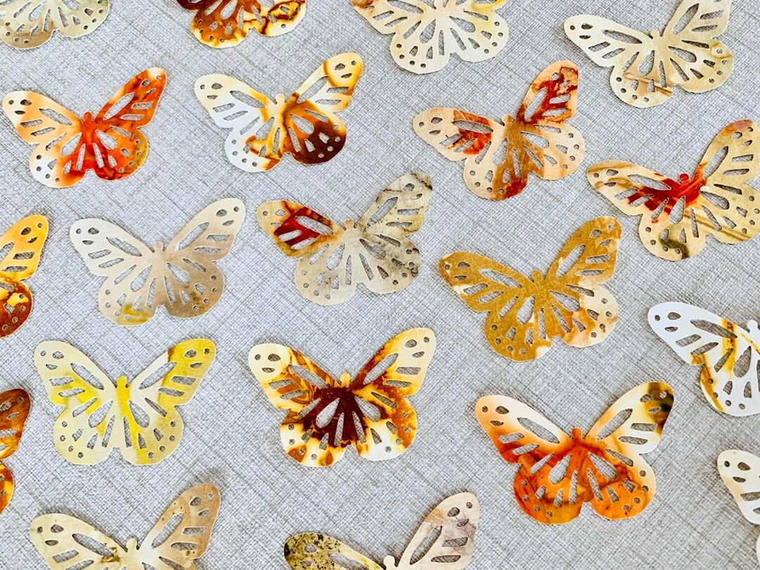 Eco Printed Butterfly Paper Punches: Mixed Media Collage, Set of 25 - Etsy