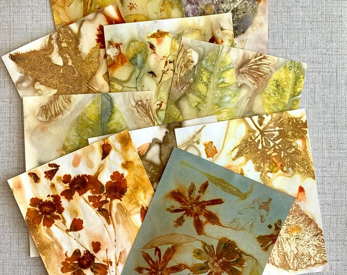 Eco Printed Paper Pack #13 - 10 Pages- Watercolor Paper-flower Prints ...