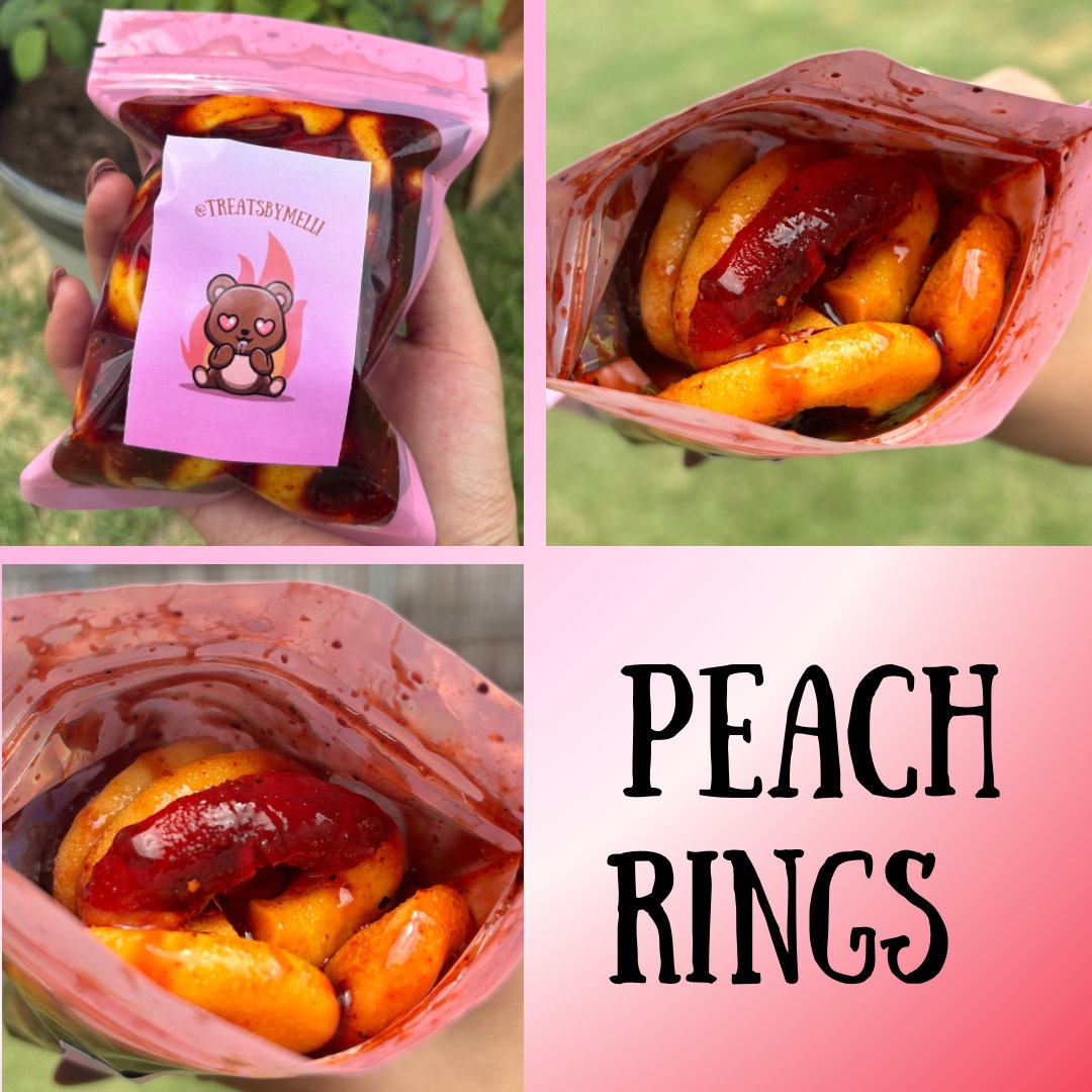 Chamoy Peach Ring Candy, Dulces Enchilados, Mexican Snacks, Anillos De ...