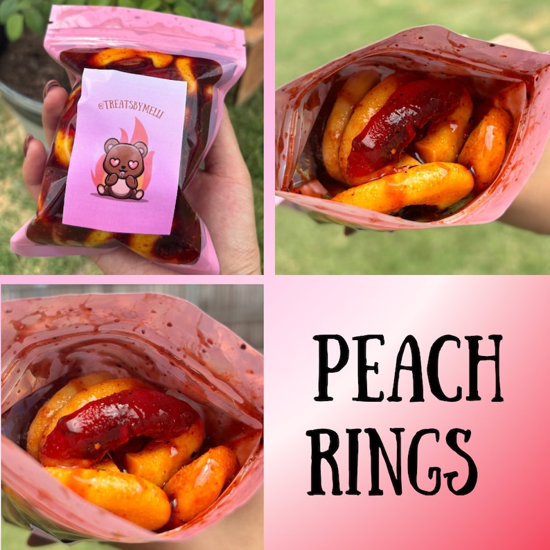 Chamoy Peach Ring Candy, Dulces Enchilados, Mexican Snacks, Anillos De ...