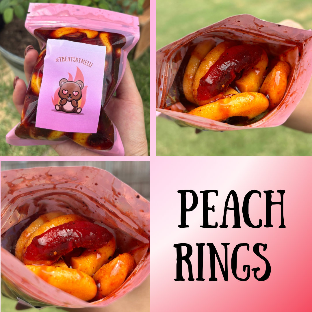 Chamoy Peach Ring Candy, Dulces Enchilados, Mexican Snacks, Anillos De ...