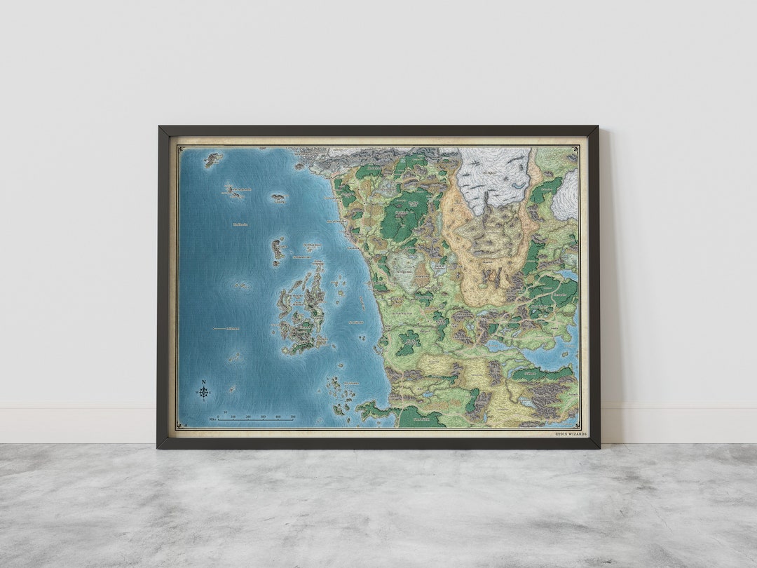 Forgotten Realms Map Art Canvas, Map of Fearun Wall Art,forgotten ...