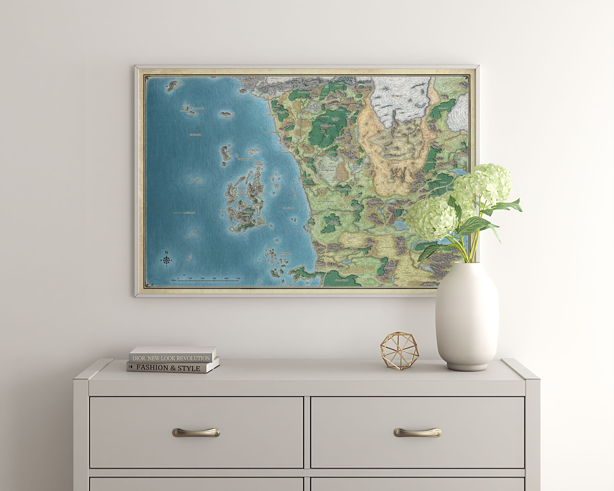 Forgotten Realms Map Art Canvas, Map of Fearun Wall Art,forgotten ...