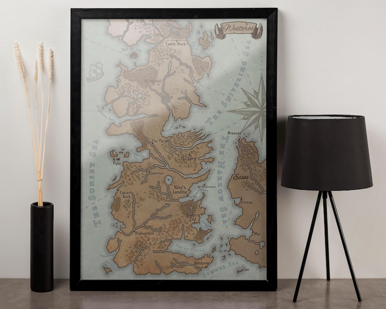 Game of Thrones Map Canvas, Westeros Map, Got Map, Fantasy Map Print ...