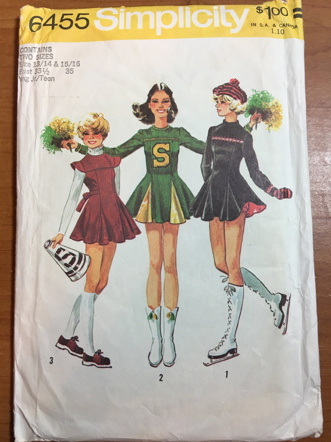 1974 Simplicity 6455 Retro Cheerleader Dress Sewing Pattern Vintage ...