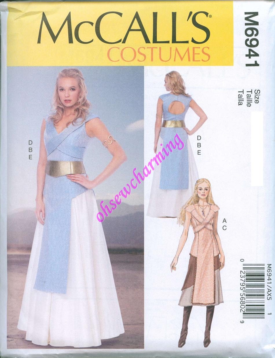 Game of Thrones Inspired Dress Sewing Pattern Mccalls 6941 UNCUT Sizes ...