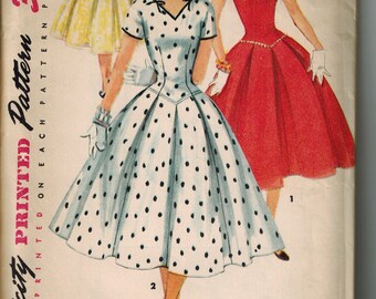 1950s Dress Simplicity 3039 Sewing Pattern Vintage Size 11 Full ...