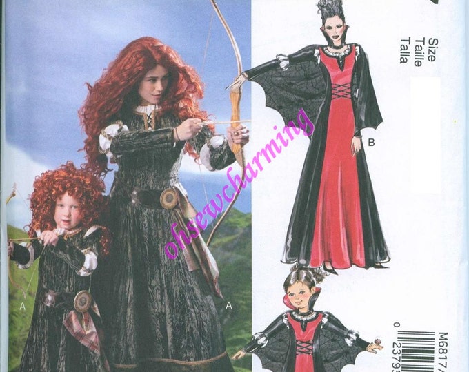 Mccalls 6817 Brave Merida Sewing Pattern Costume Size GIRLS 3-4-5-6-7-8 ...