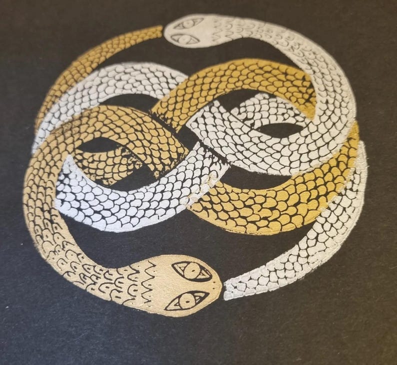 The Neverending Story "auryn" Magical Medallion Lino Print in Gold and ...