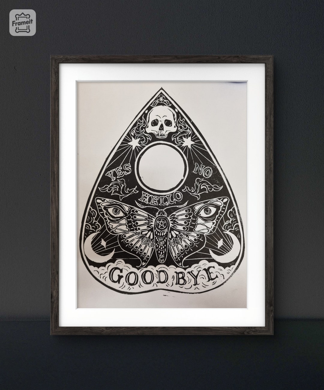 Ouija Board Planchette Lino Print Wall Art. Hand Printed. Stuffed ...
