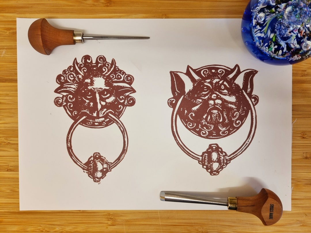 Labyrinth Door Knockers Lino Print Wall Art - Etsy