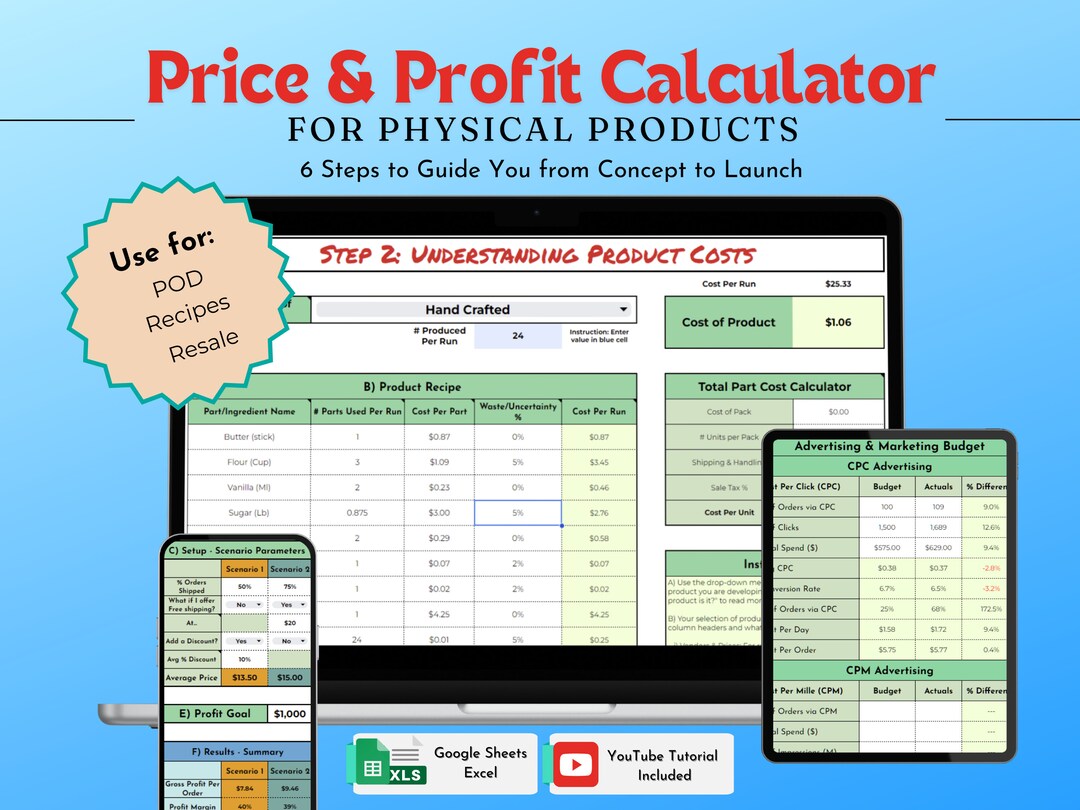 Etsy Product Price & Profit Calculator Business Organizer Pricing ...