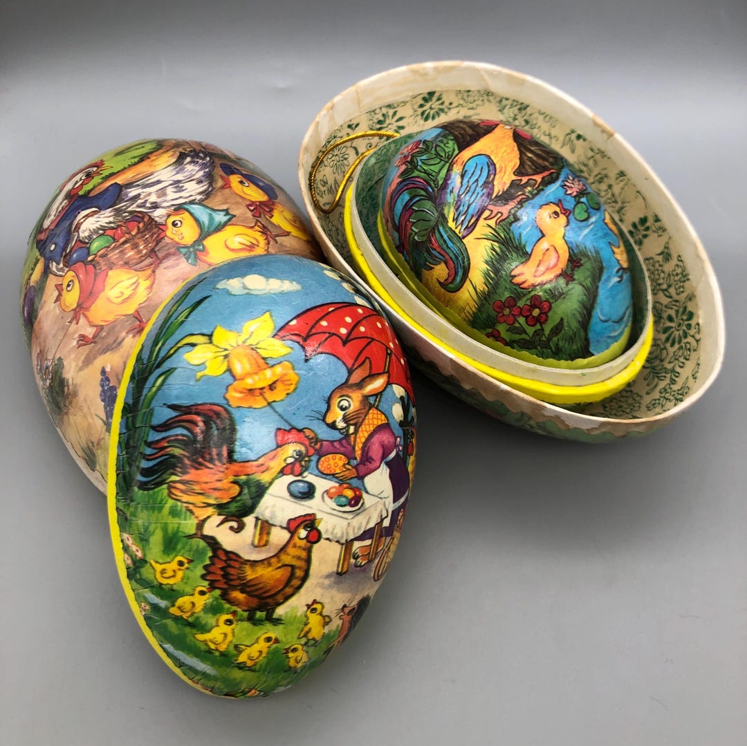 Trio of Vintage Egg Shaped Boxes - Etsy