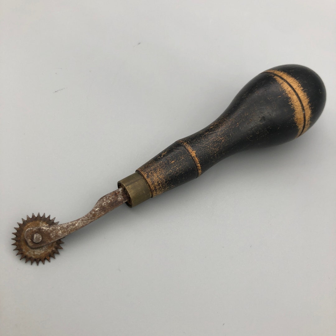 Vintage Leather or Fabric Piercing Wheel Tool With Wooden Handle - Etsy