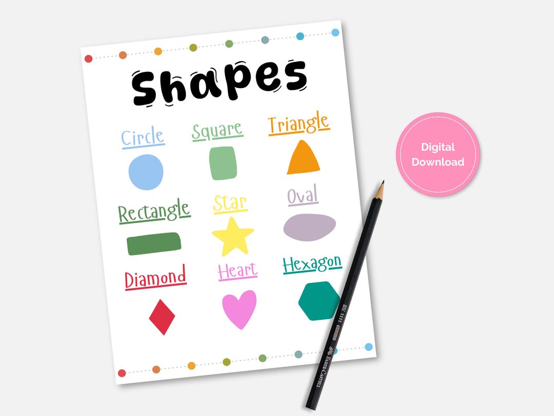 Funky Colorful Shapes Chart Perfect for Home School, Classroom Decor ...