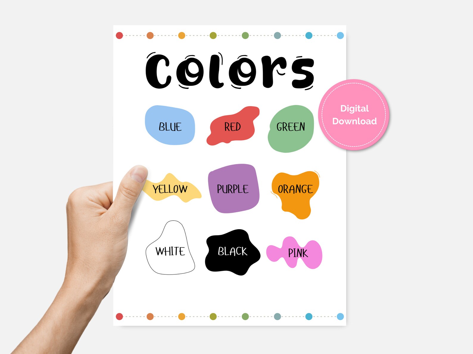 Polka Dot Color Chart Printable: Fun Blob Art for Toddlers (digital ...
