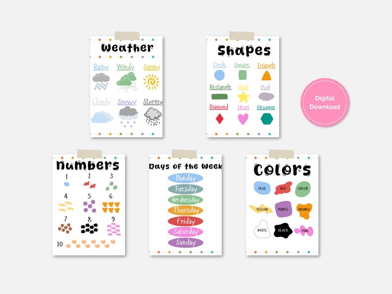 Learning, Counting, Shapes, Days of the Week, Colors- Polka Dot ...