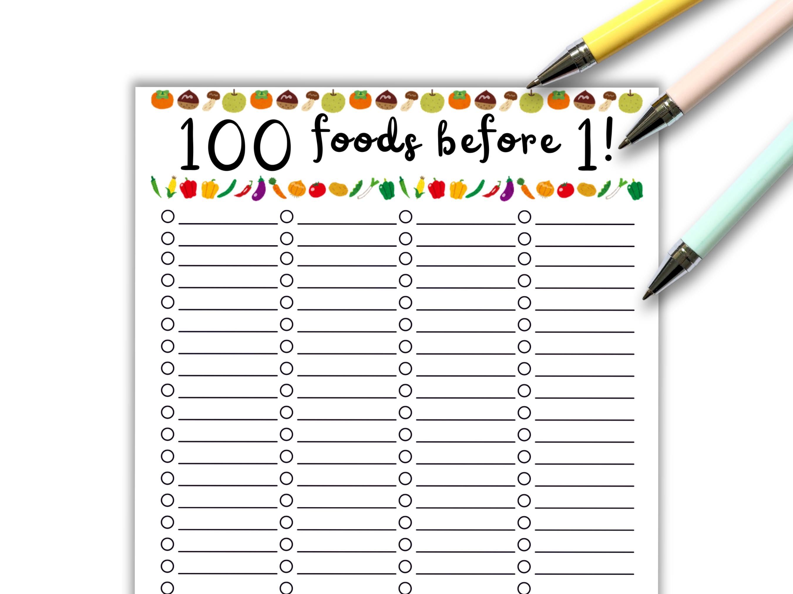 Baby's First 100 Foods Chart: Fun Tracker (digital Download) - Etsy