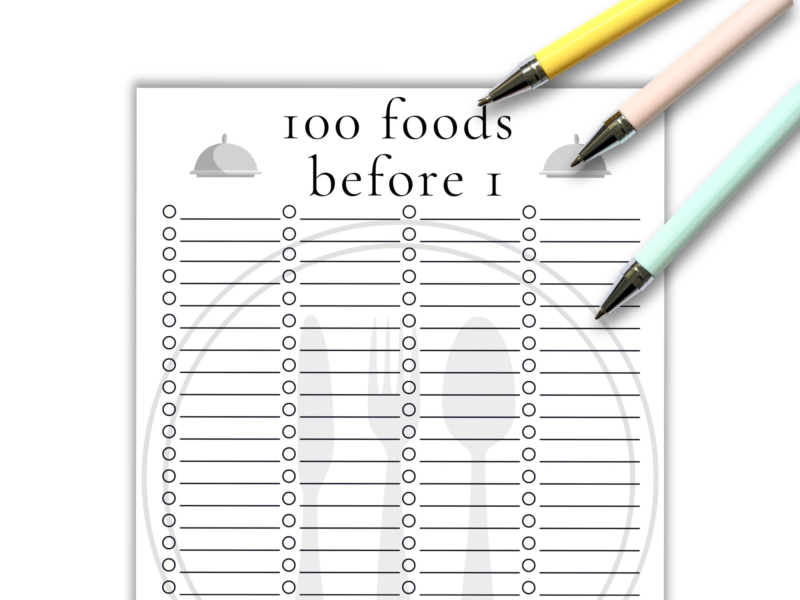 Baby's First Foods Chart: 100 Foods Tracker (PDF Download) - Etsy