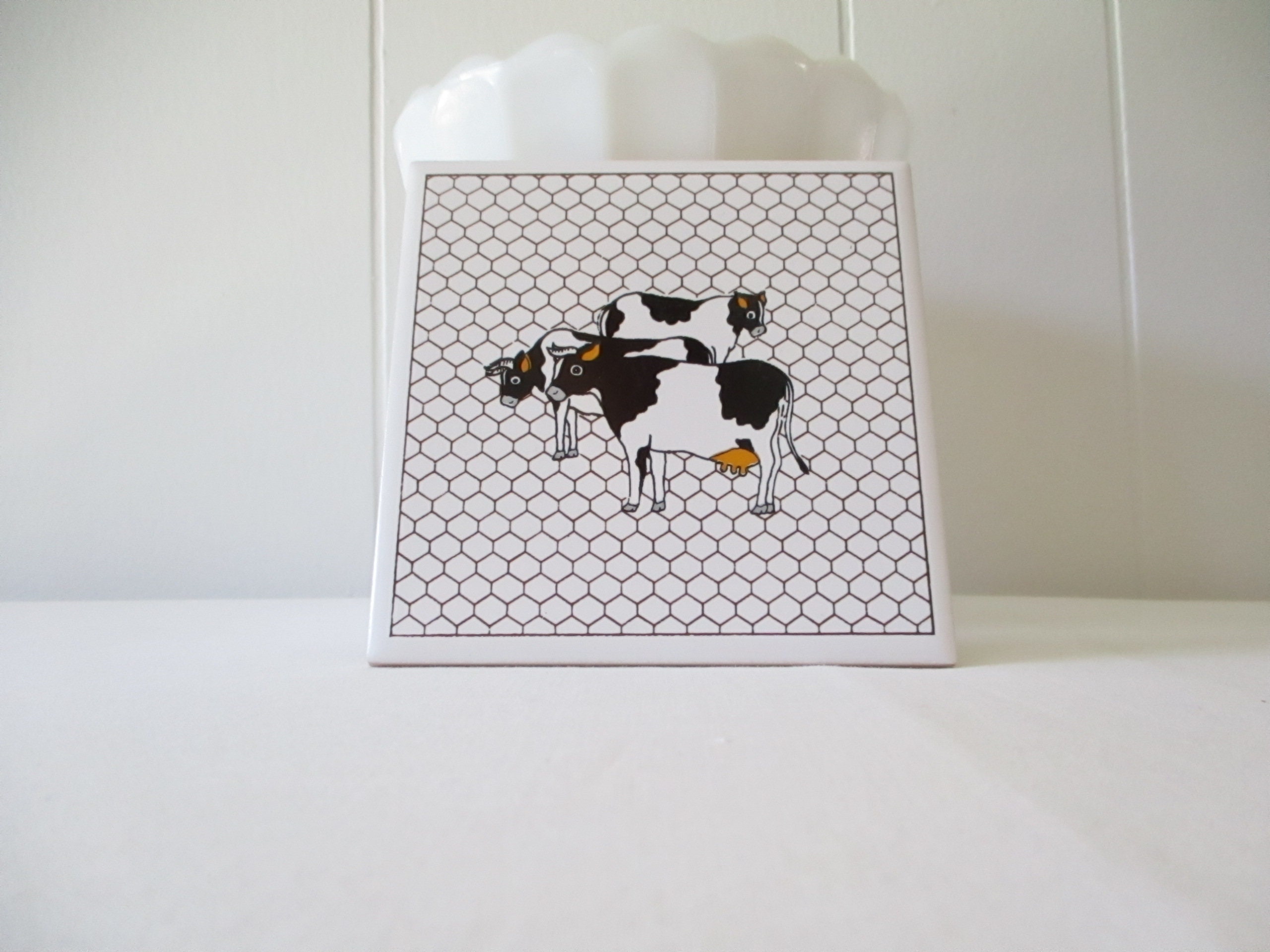 Vintage Cow Trivet Holstein Cow Ceramic Tile Japanese Tile - Etsy
