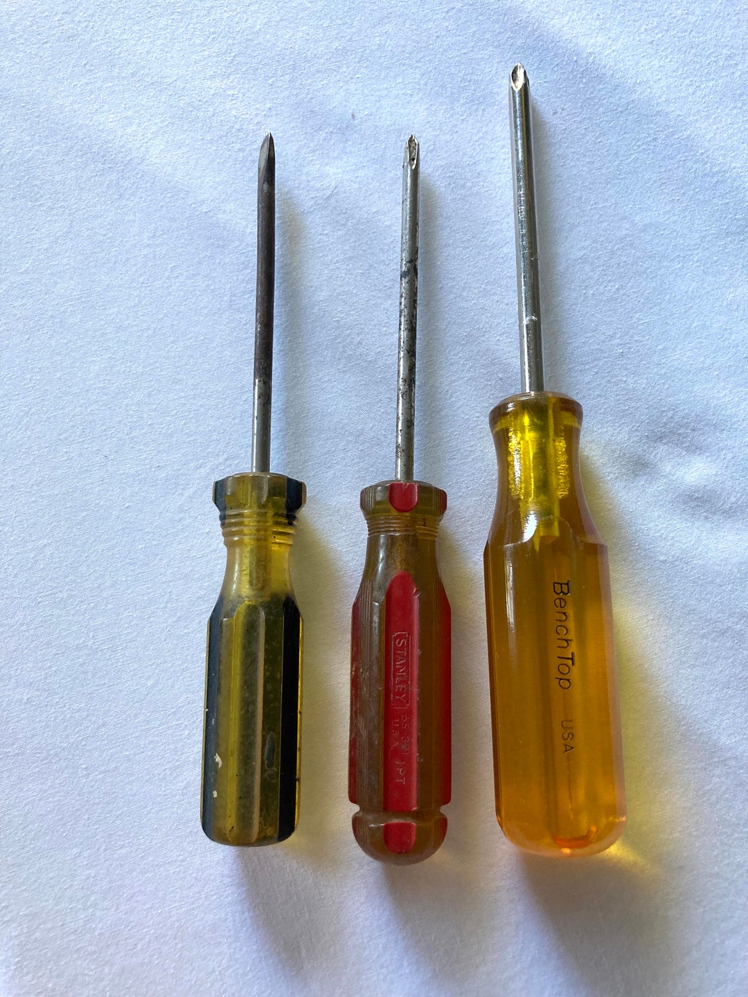 Vintage Screwdriver Set: Yellow Plastic Handle Tools - Etsy