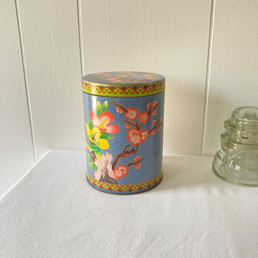 Vintage Canister Asian Themed Cherry Blossom Tin English Biscuit Tin - Etsy