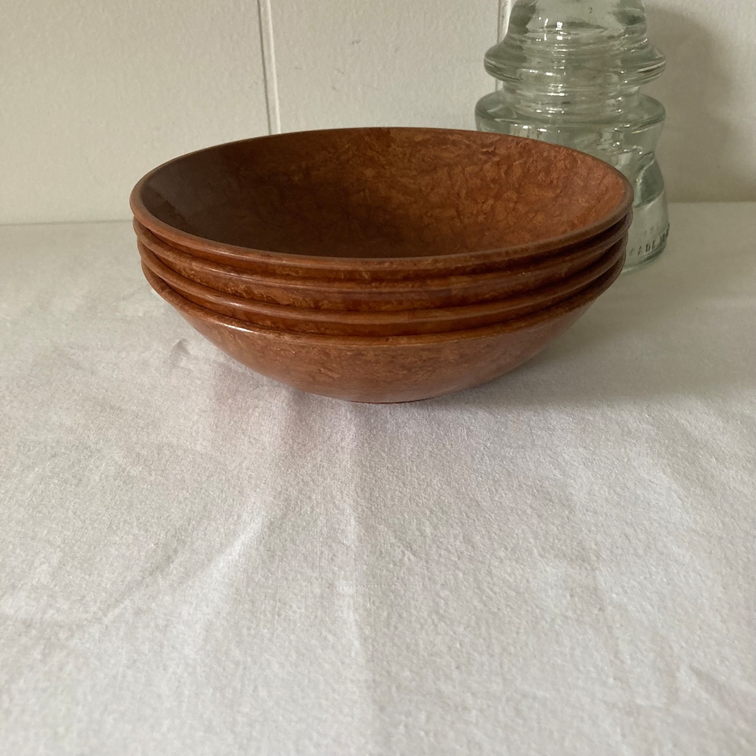 Vintage Kys-ite Melamine Cereal Bowls Faux Burl Wood Melmac Bowls - Etsy