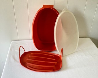 1970s Tupperware Ham Roast Keeper 3 Piece Clear White Plastic Food ...