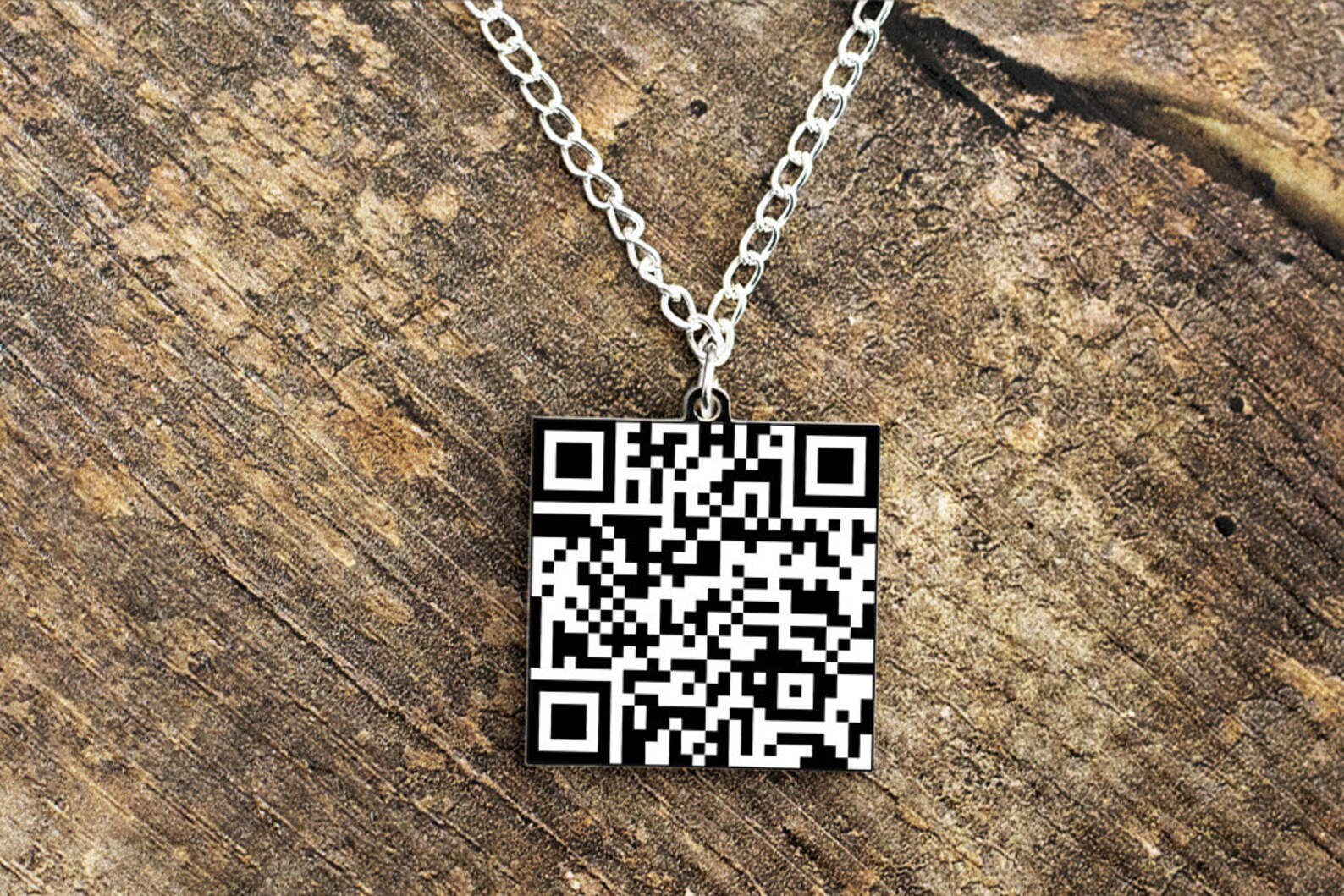 Custom QR Code Necklace // Secret Message Necklace // Engagement Gift ...