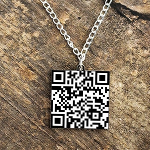 Custom QR Code Necklace // Secret Message Necklace // Engagement Gift ...