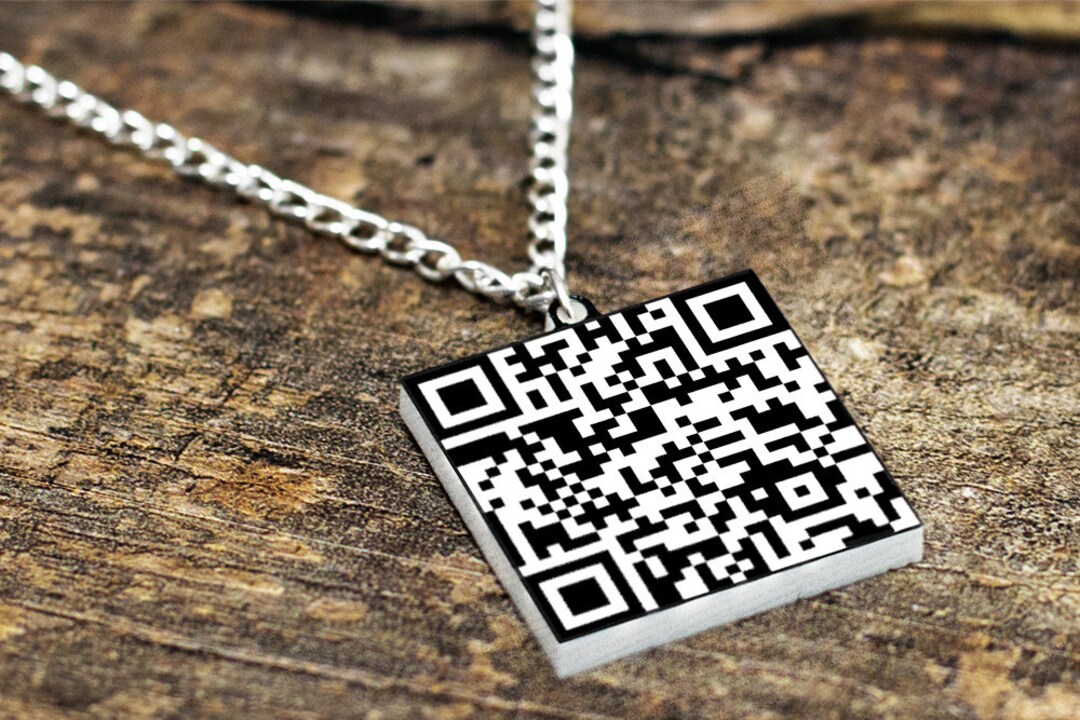 Custom QR Code Necklace // Secret Message Necklace // Engagement Gift ...