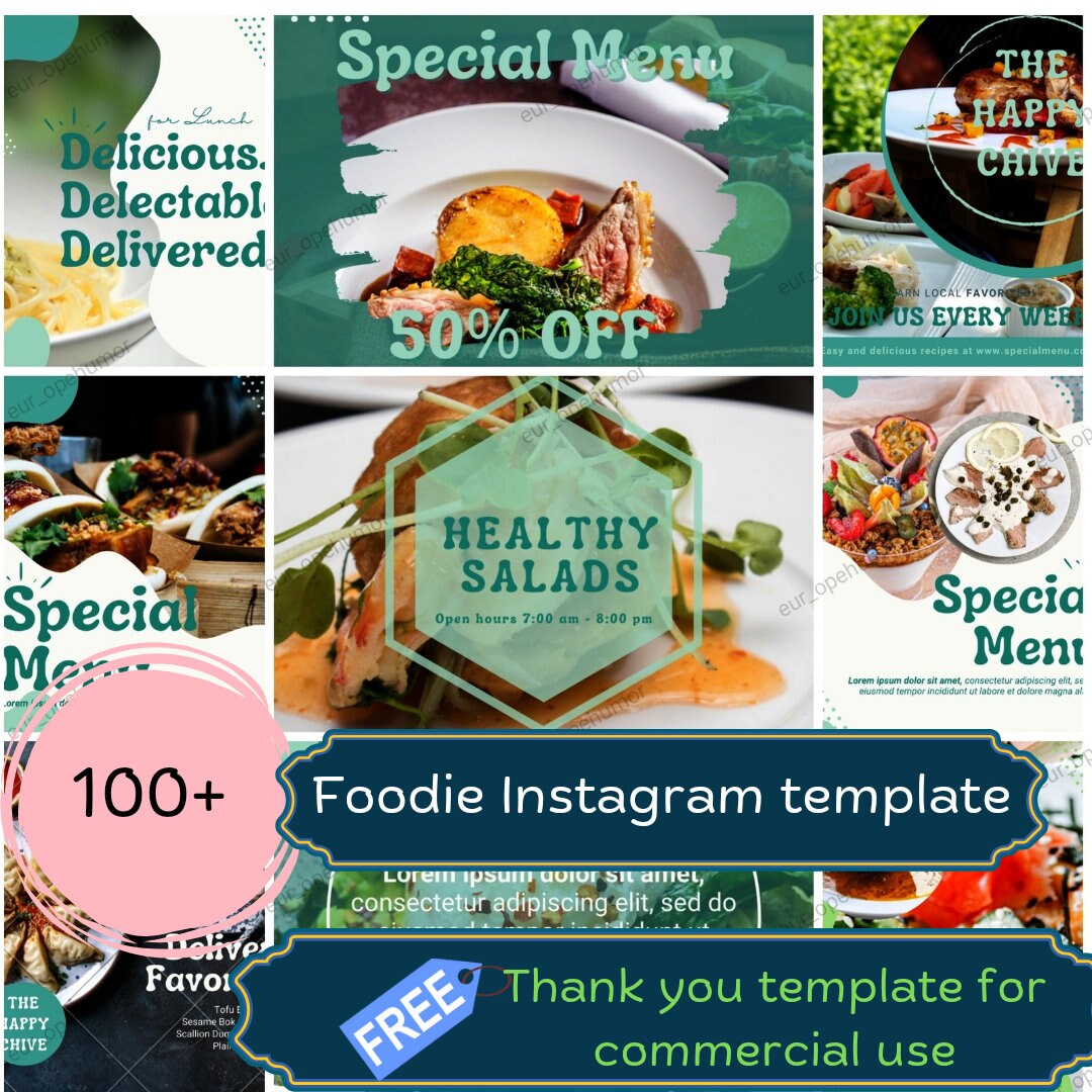 100 Foodie Instagram Template Canva Editable - Etsy