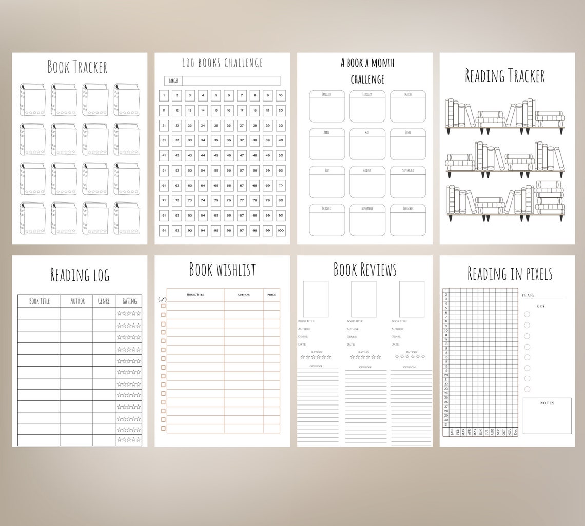 Printable Reading Log, Reading Tracker, Book Progress Tracker, Book ...