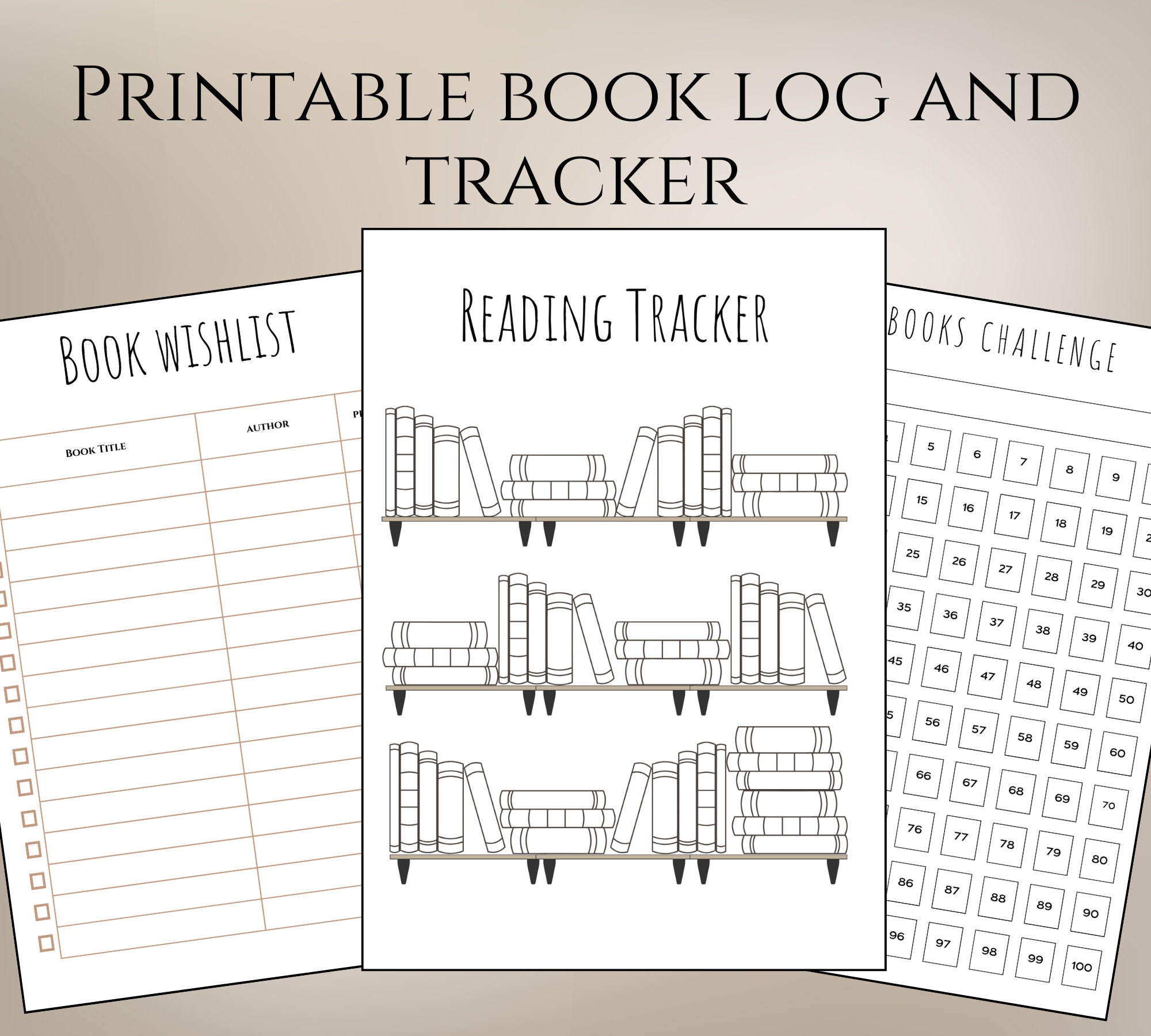 Printable Reading Log, Reading Tracker, Book Progress Tracker, Book ...