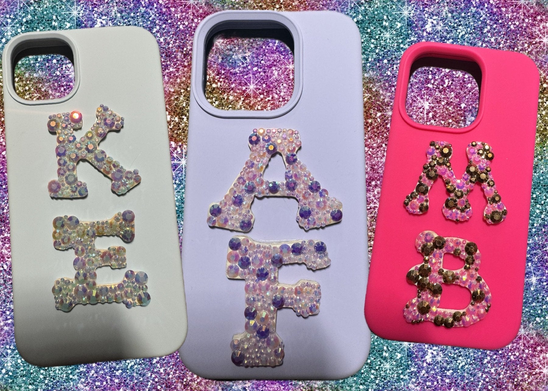 Bedazzled Custom Phone Case With Initials - Etsy