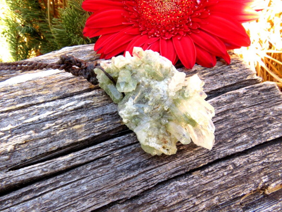 Chlorite Quartz Necklace, Raw Quartz Necklace, Raw Crystal Pendant, Raw ...