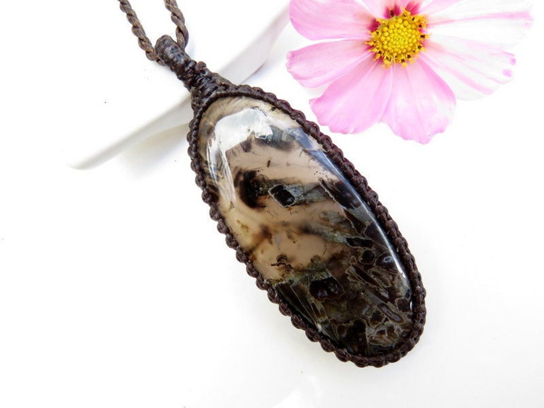 Rare Turkish Stick Agate Necklace / Agate Necklace / Macrame Necklace ...